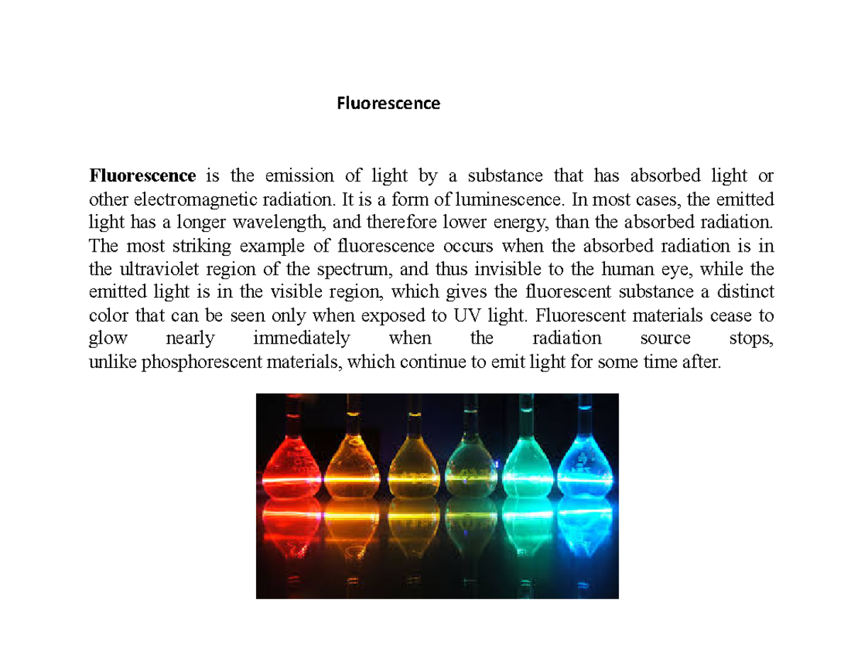 6 fluorescence - CHEMISTRY CLASS NOTES FOR UNIVERSITY EXAMS, SCHOOL ...