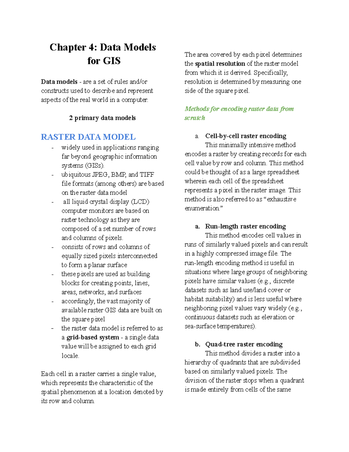 Fish Chapter 4 - Fish 134 - Chapter 4: Data Models for GIS Data models - are a set of rules and ...