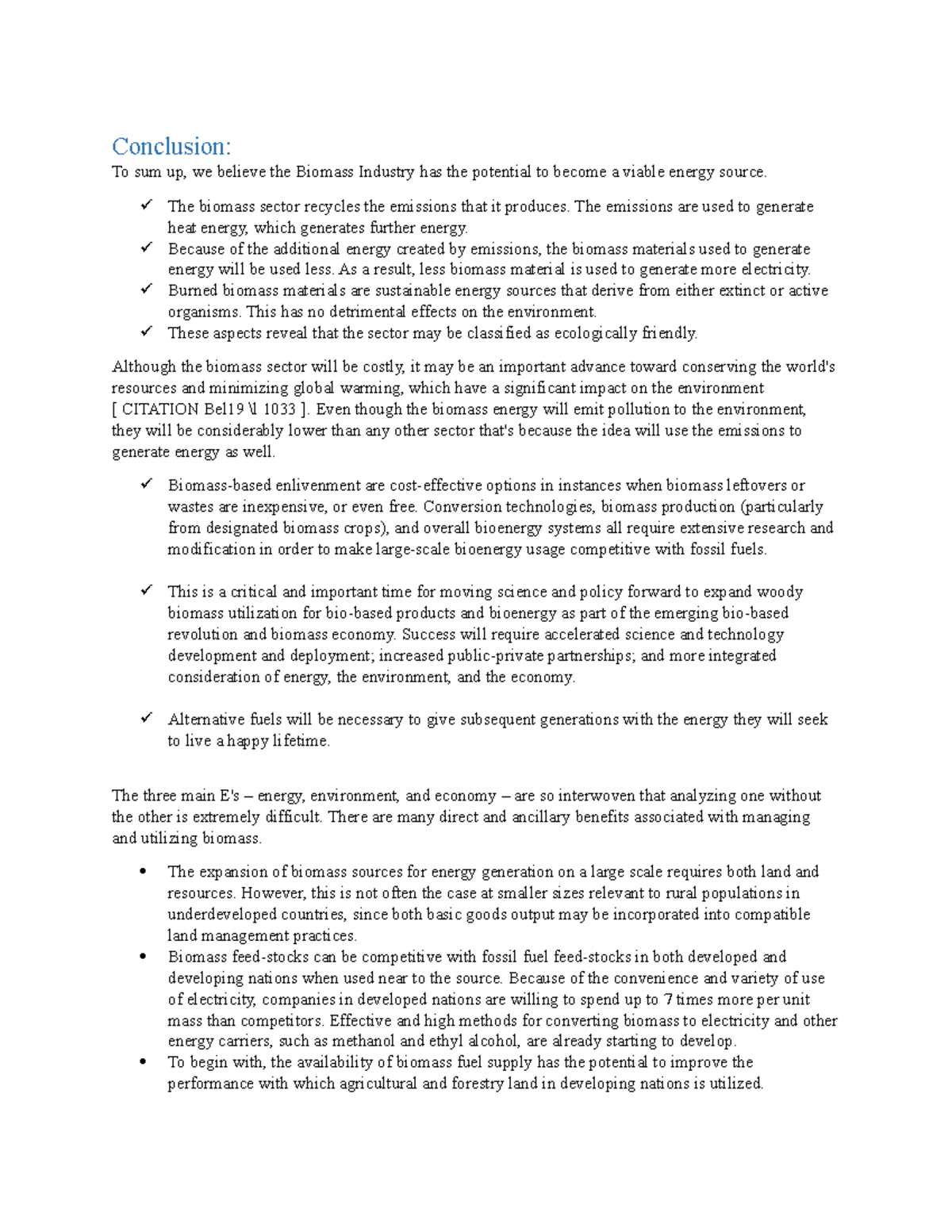 Conclusion of Biomass Energy - Conclusion: To sum up, we believe the ...