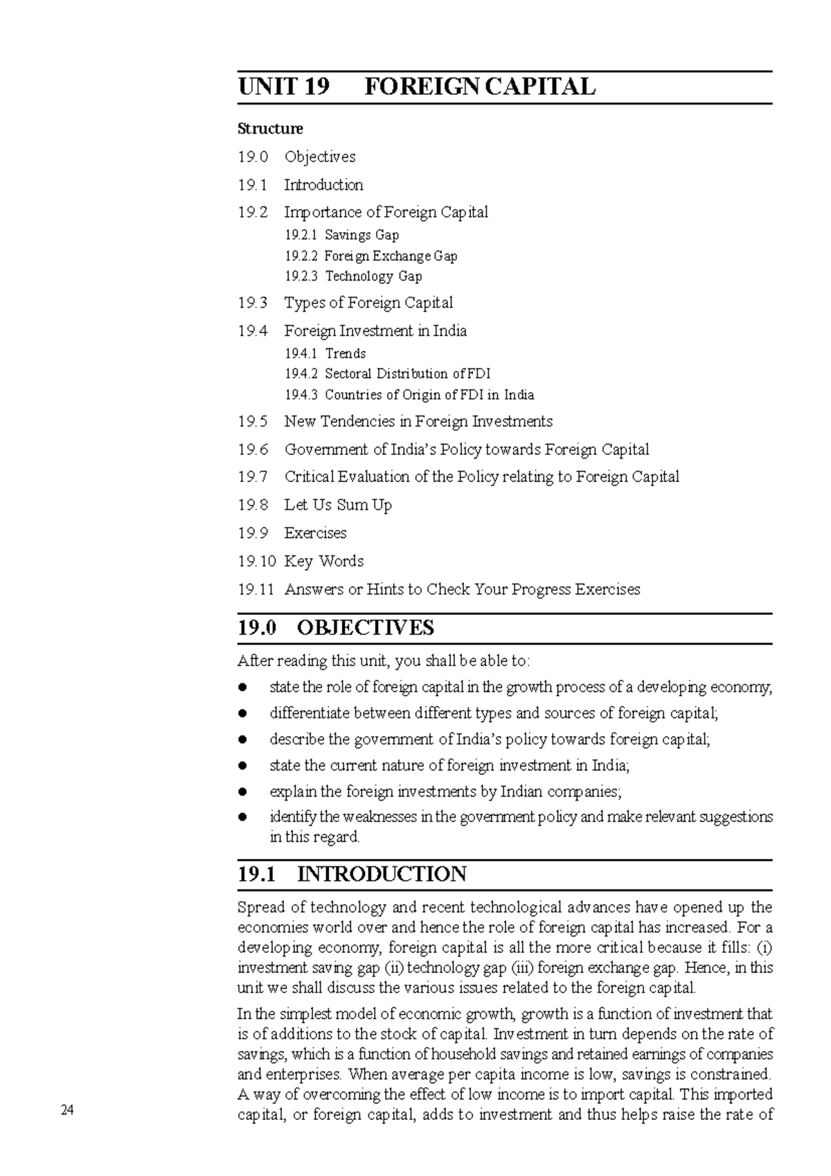 Unit-19 - Summary Political science - UNIT 19 FOREIGN CAPITAL Structure ...