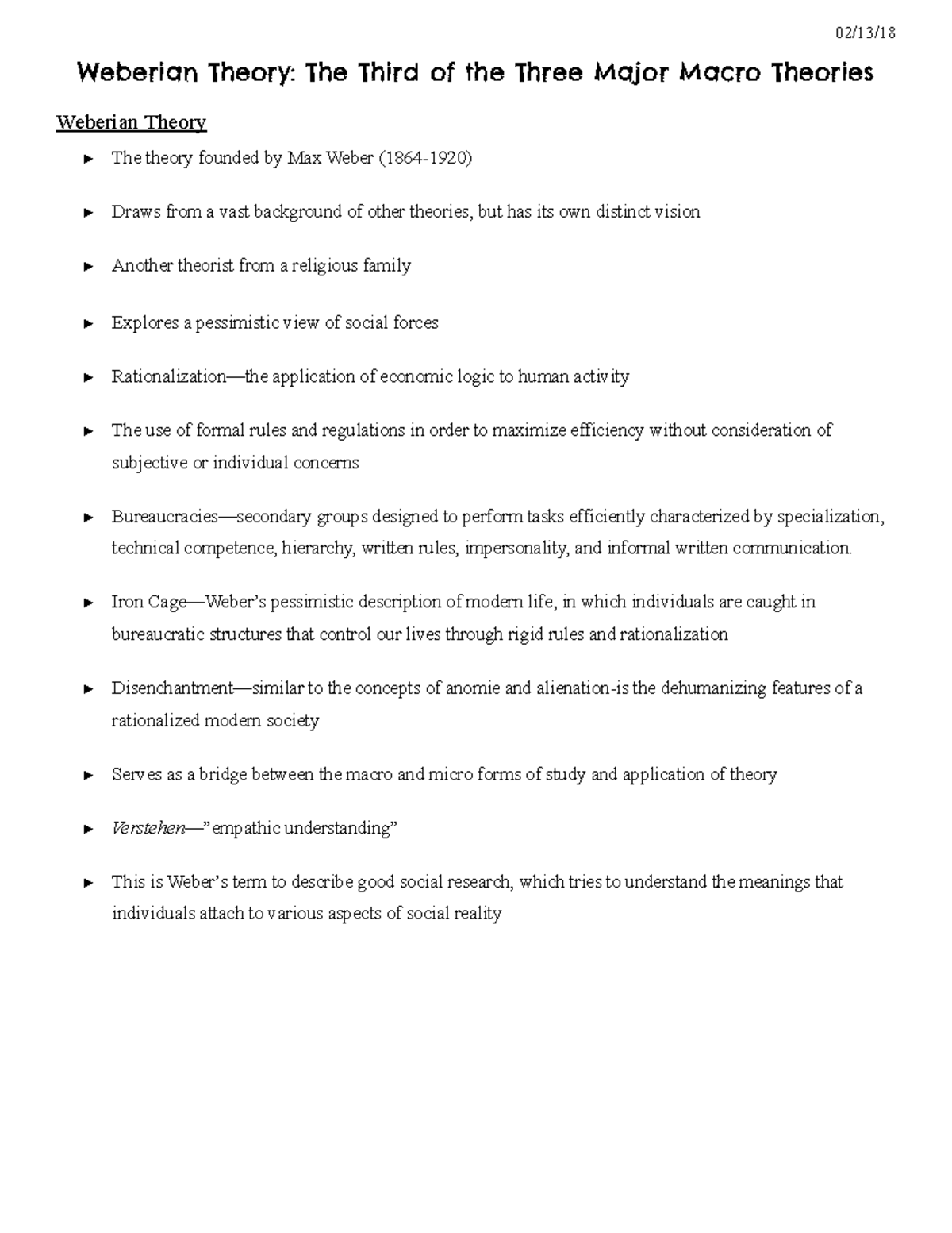 Weberian Theory The Third of the Three Major Macro Theories - 02/13/18 ...