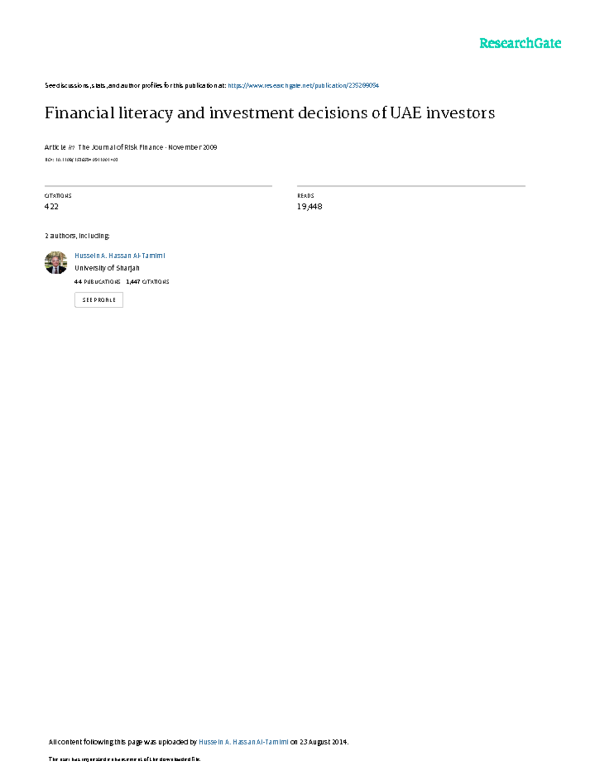 Financial Literacy Paper - See discussions, stats, and author profiles ...