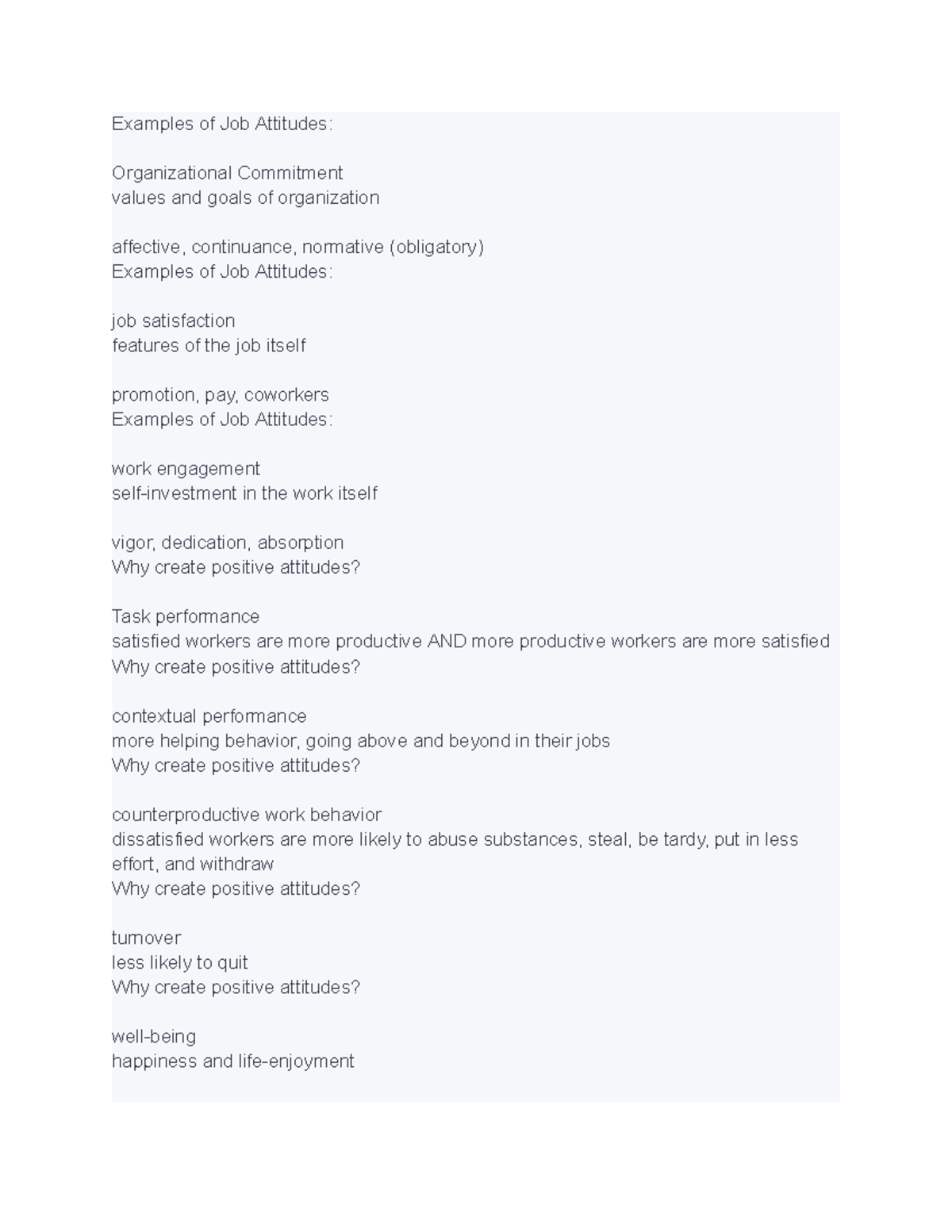 Busi 405 (33) - lecture notes - Examples of Job Attitudes ...