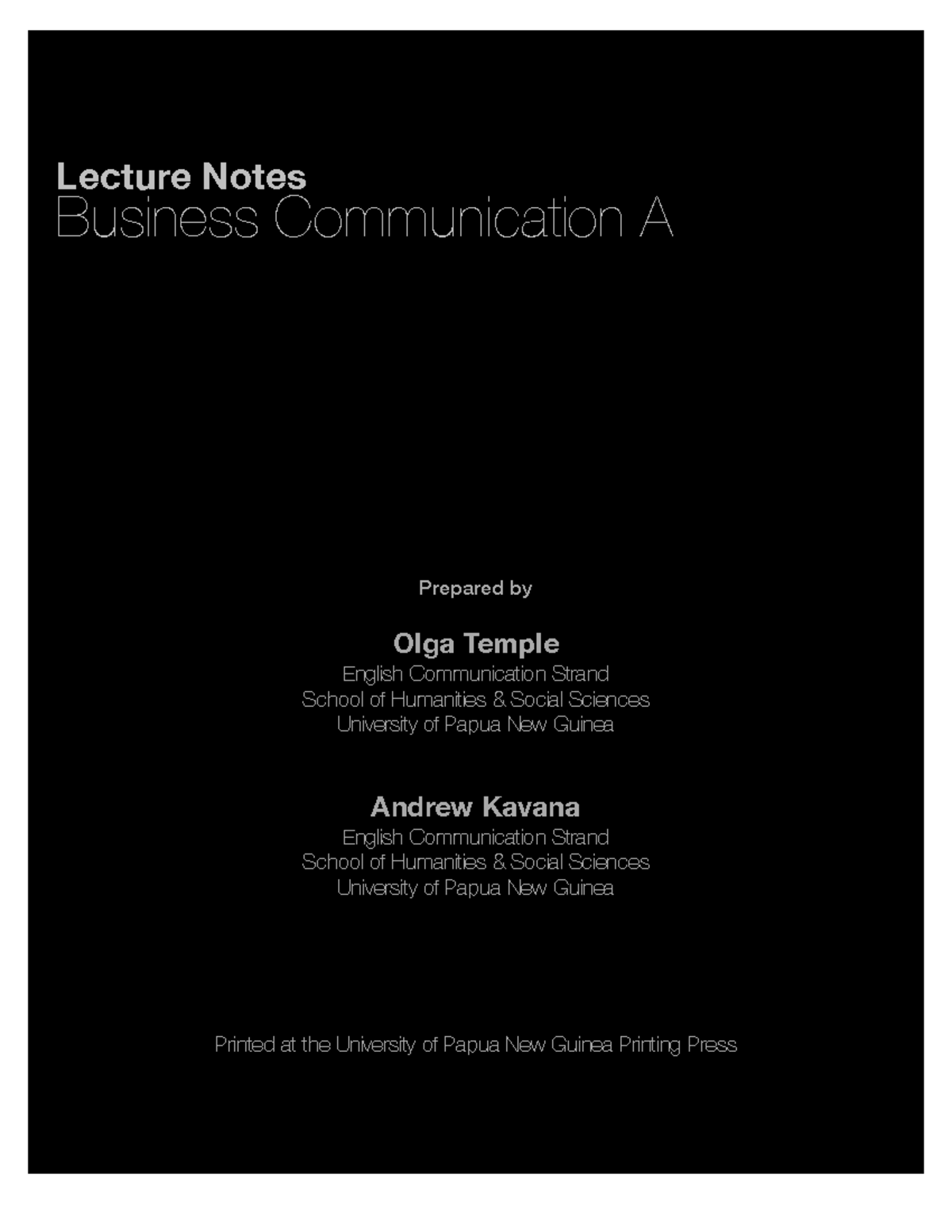 Lecture Notes Business Communication A - Lecture Notes Business ...