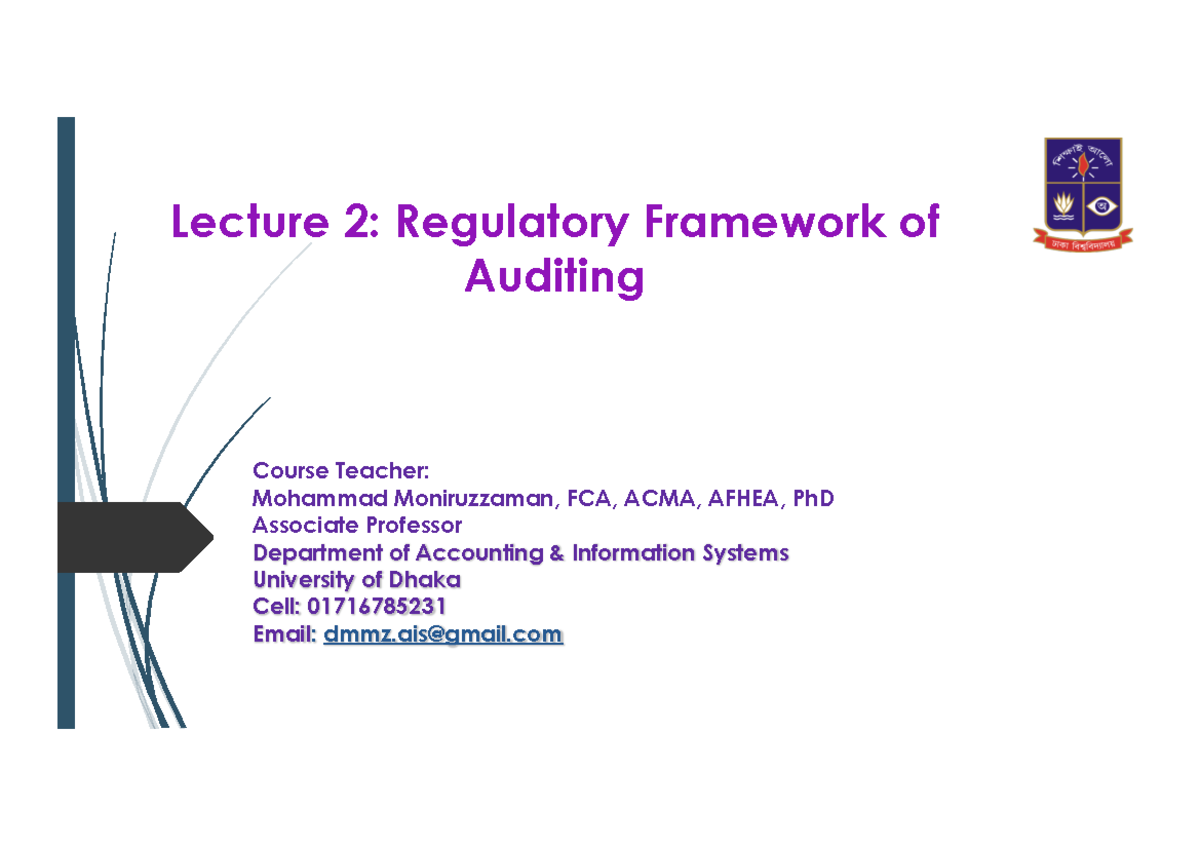 Lecture 2 Regulatory Framework of Statutory Audit-sa - Lecture 2: Regulatory Framework of ...