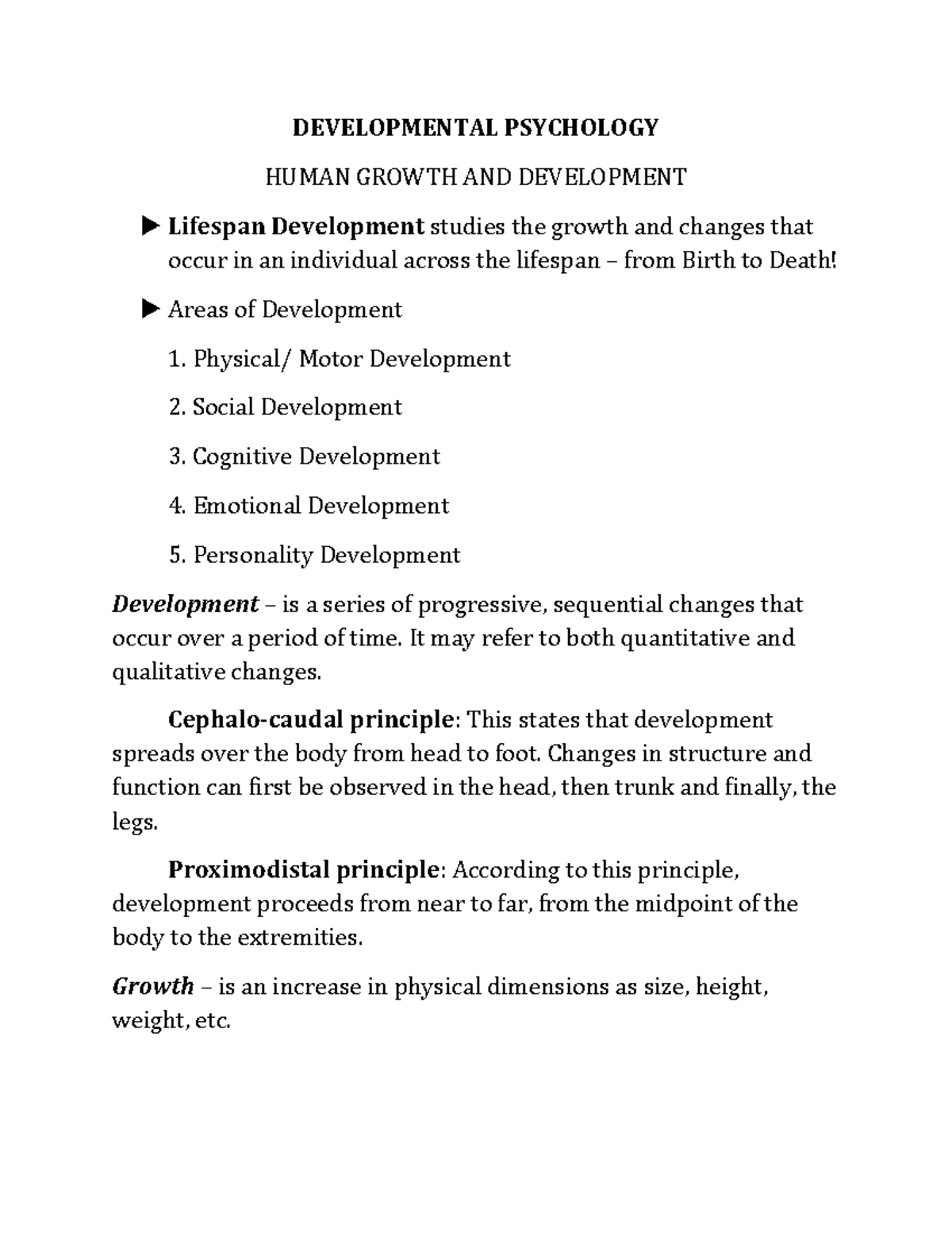 Human Growth and Development - BS Psychology - PUP - Studocu
