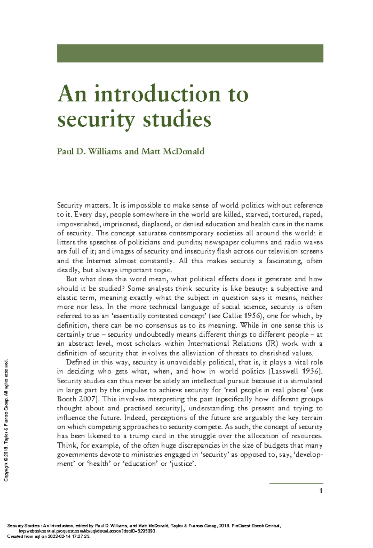 Security Studies An Introduction - (An Introduc - International ...