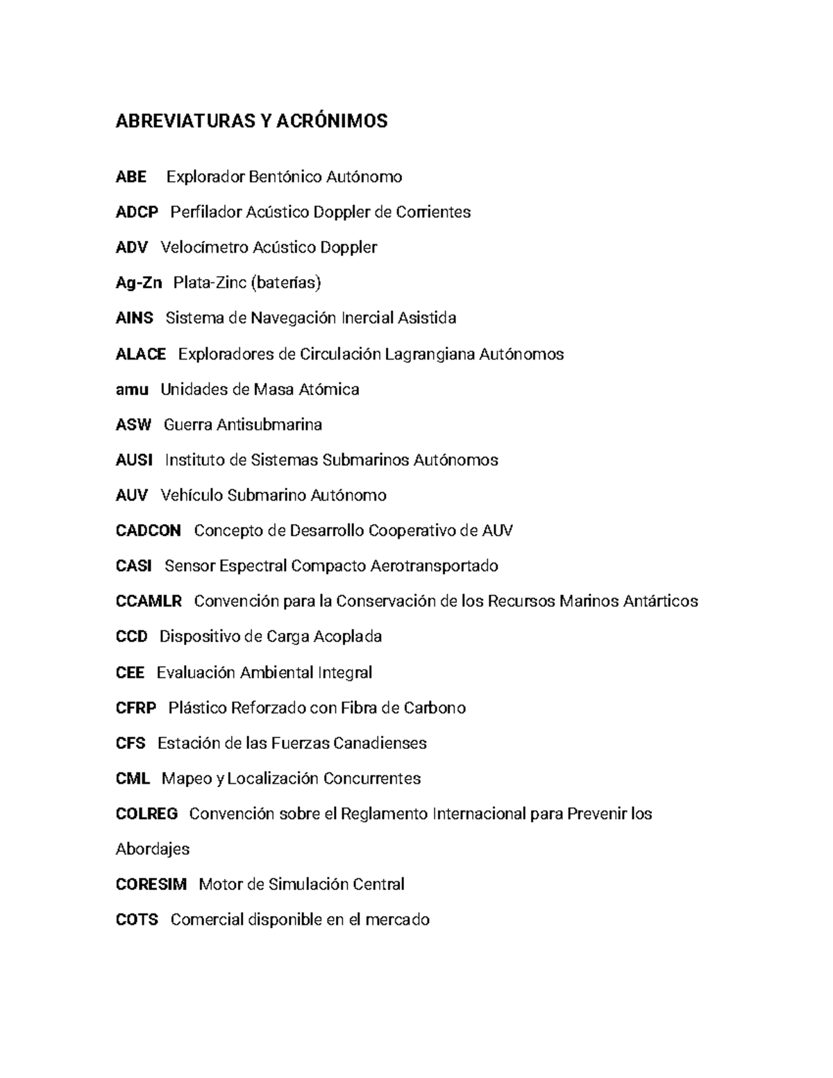 AV GUIA EN Español ( Clear) - ABREVIATURAS Y ACR”NIMOS ABE Explorador BentÛnico AutÛnomo ADCP ...