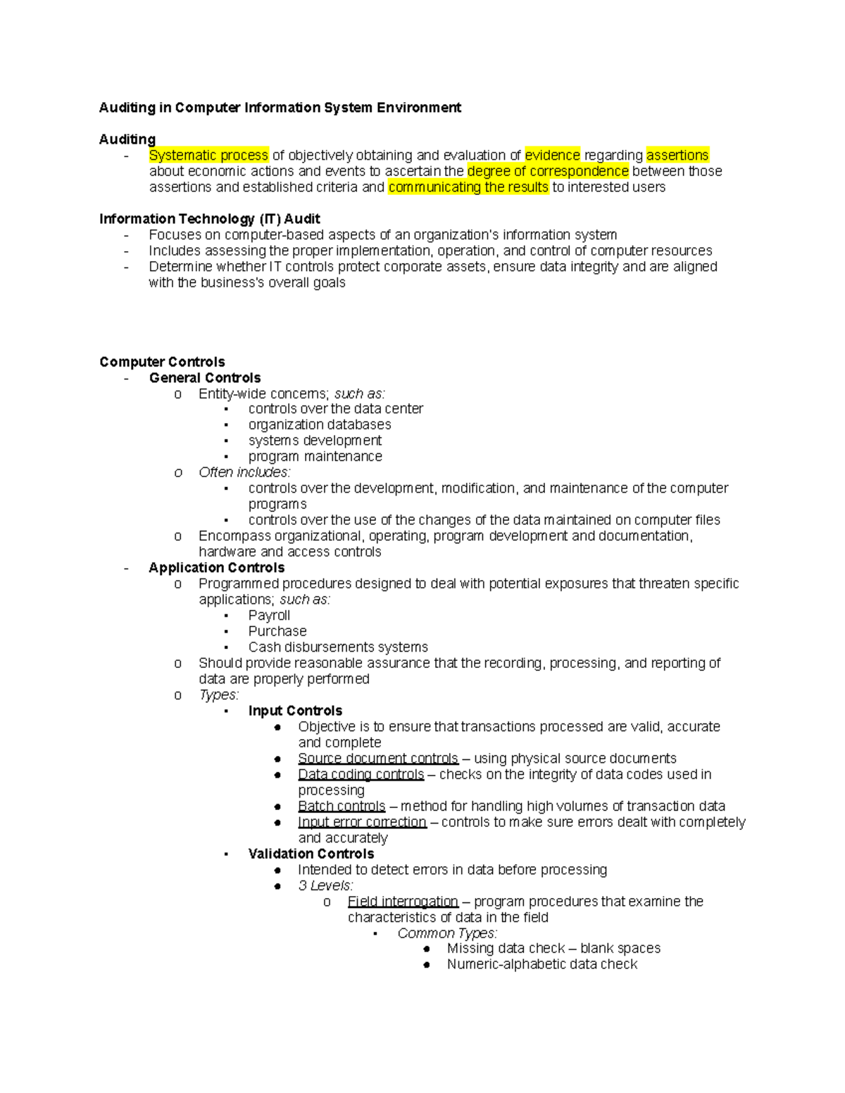 CIS Environment - Auditing in Computer Information System Environment Auditing - Systematic ...