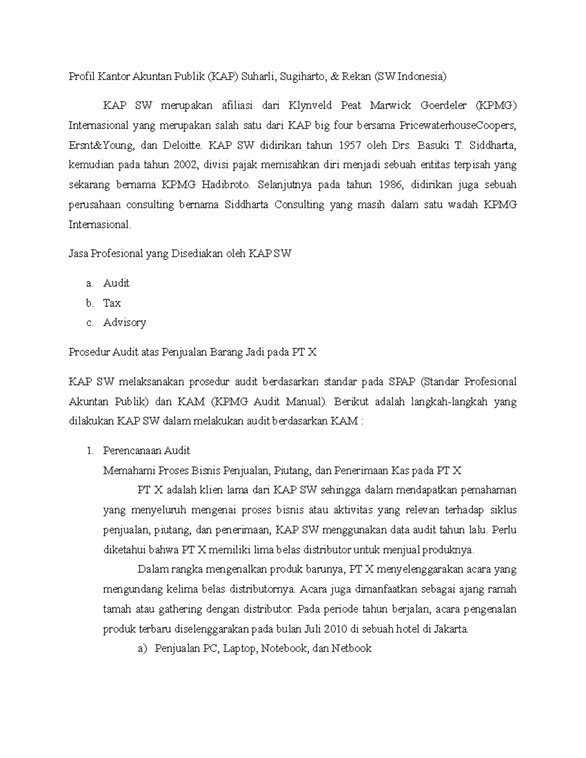 Tugas audit ipeh - Profil Kantor Akuntan Publik (KAP) Suharli ...