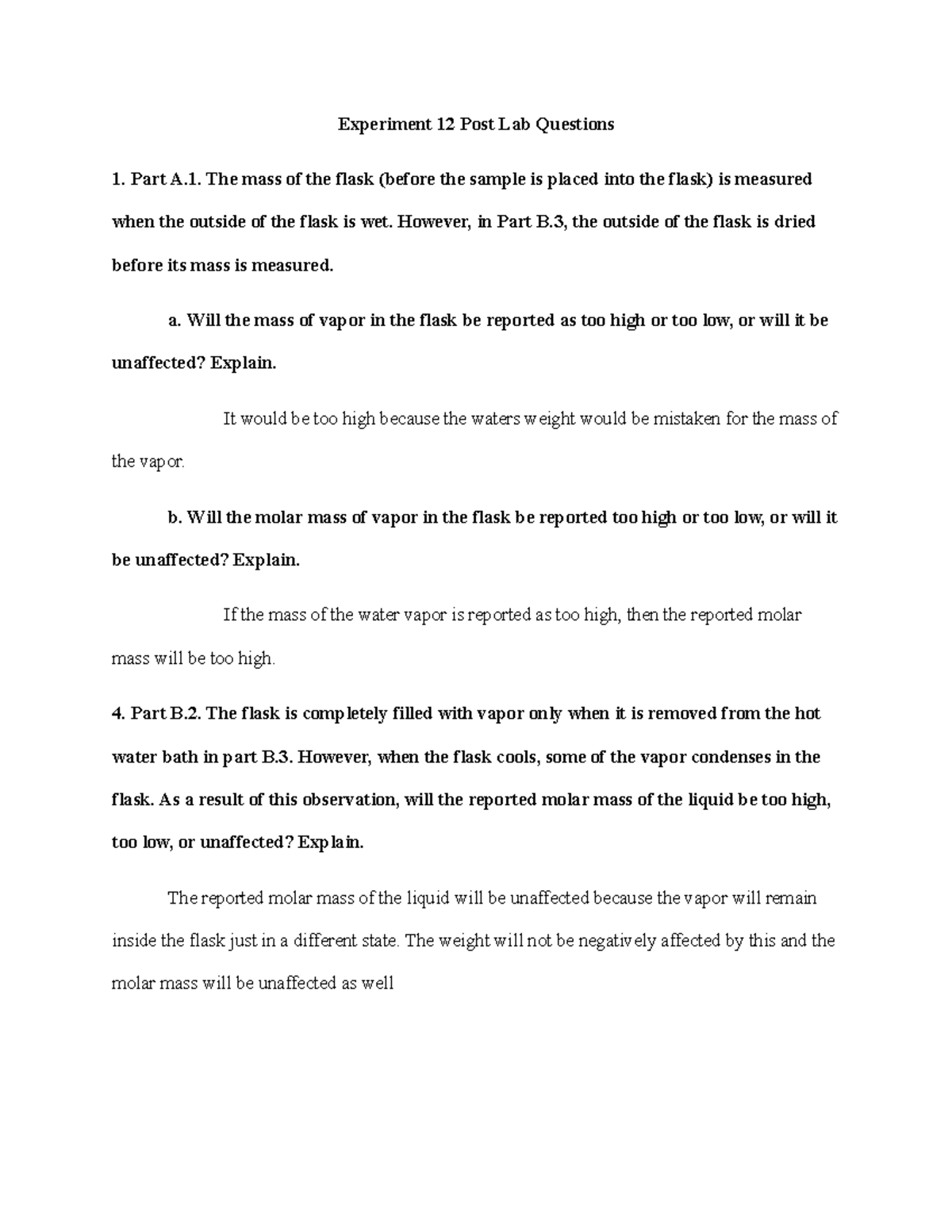 Experiment 12 Post Lab Questions - Experiment 12 Post Lab Questions ...
