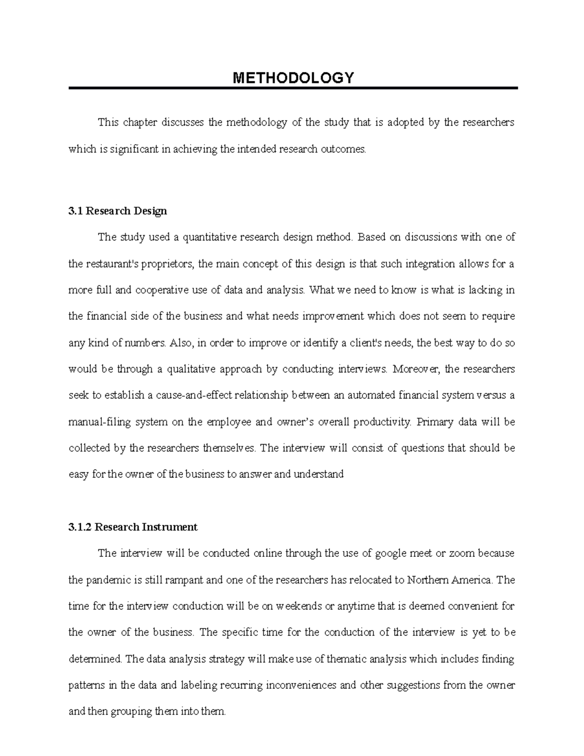 Chapter 3 Thesis - METHODOLOGY This chapter discusses the methodology ...