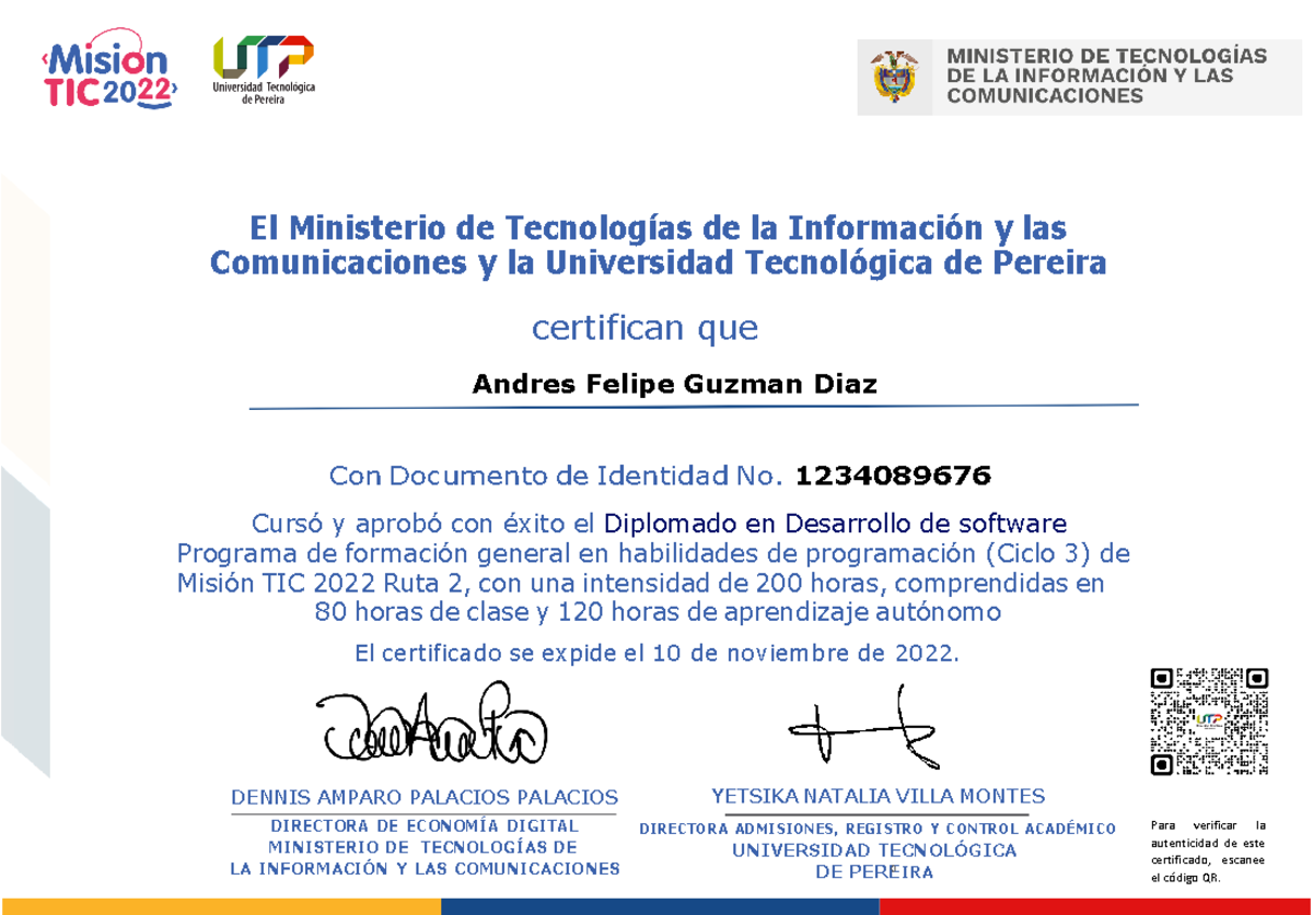 Certificado 33 - ninguna - El Ministerio de Tecnologías de la ...