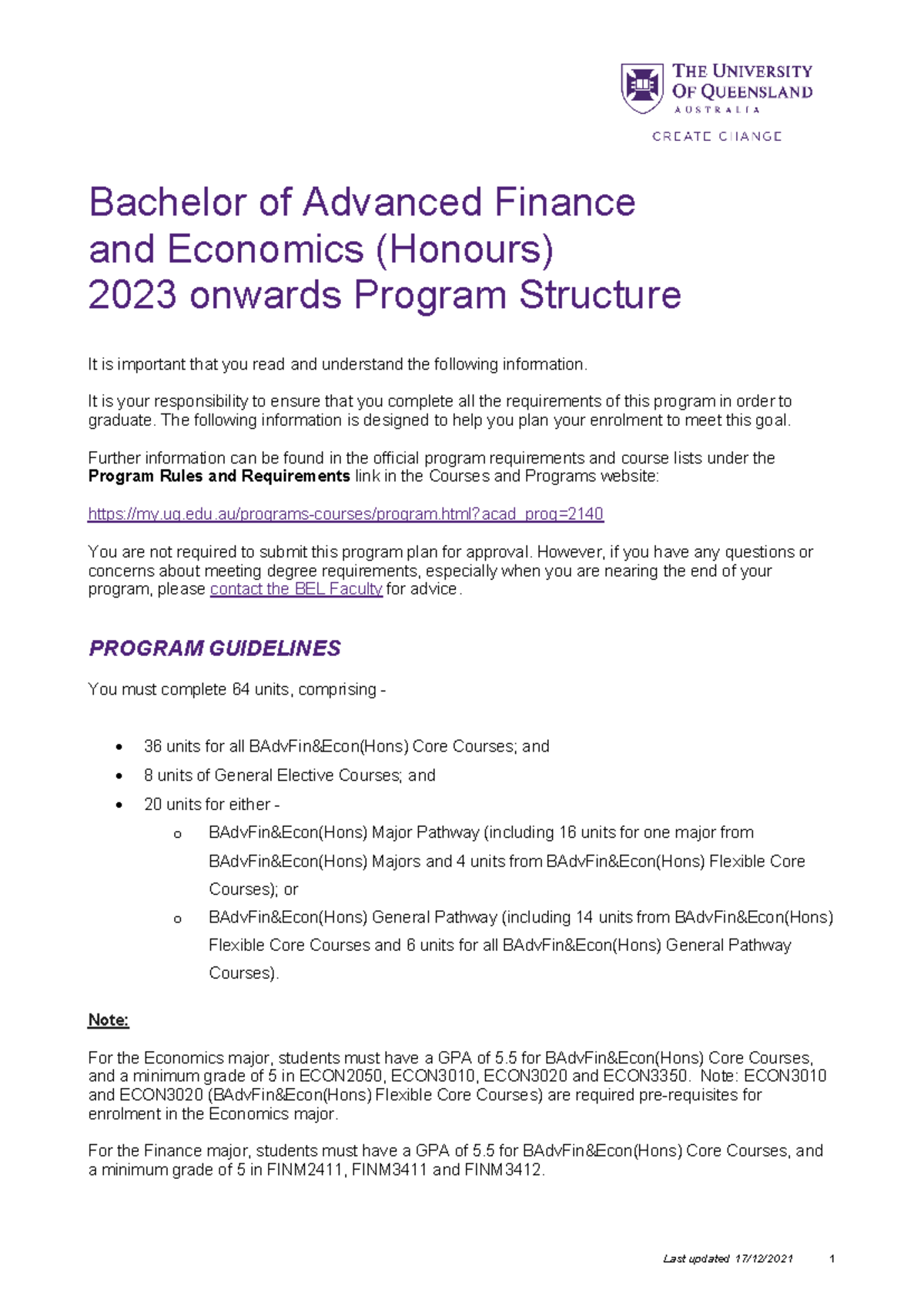 BAdv Fin Econ(Hons) 2023 - Bachelor of Advanced Finance and Economics ...