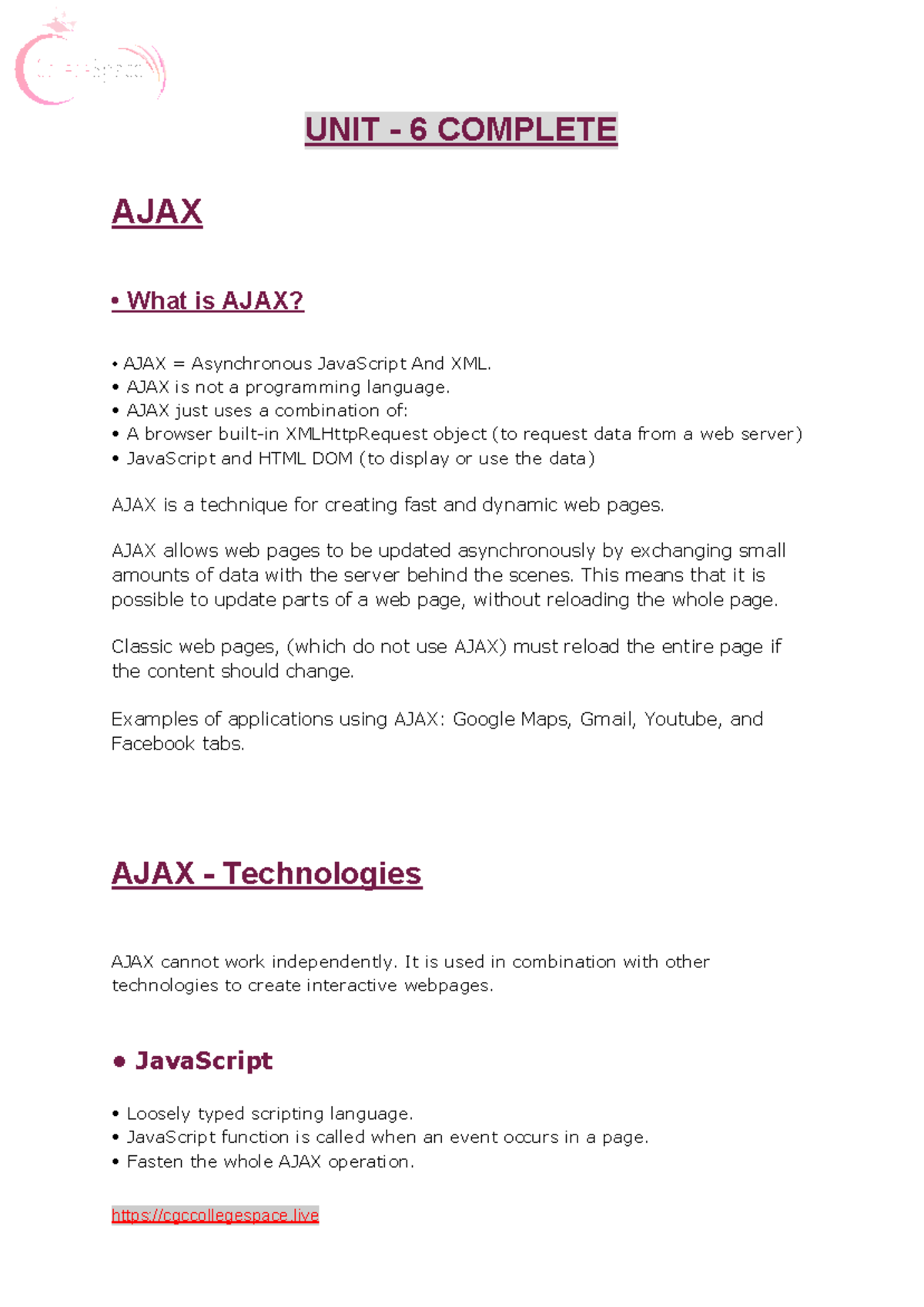 WT Unit - 6 - Web Technologies Unit-6 Complete Notes - UNIT - 6 ...