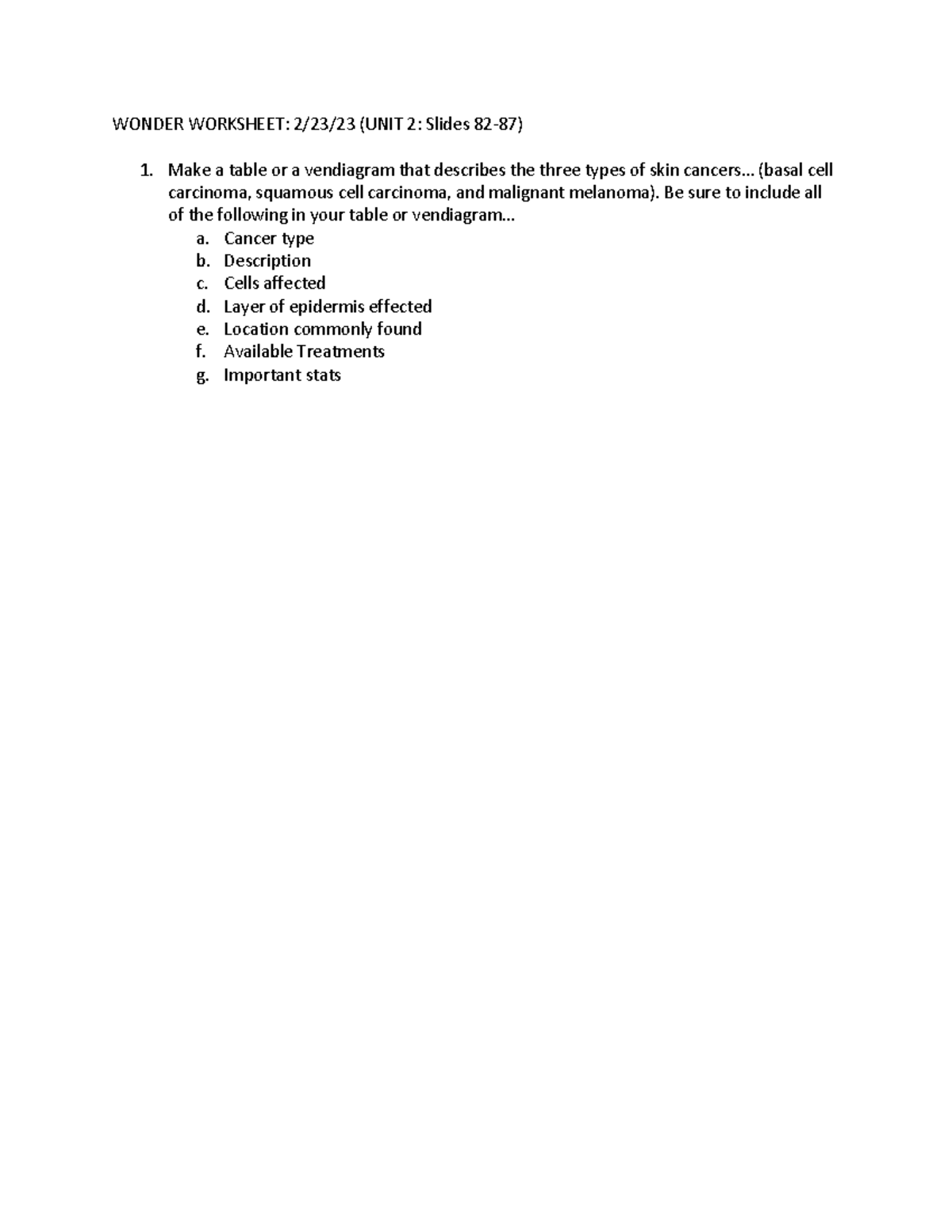 Wonder Worksheet - WONDER WORKSHEET: 2/23/23 (UNIT 2: Slides 82-87 ...
