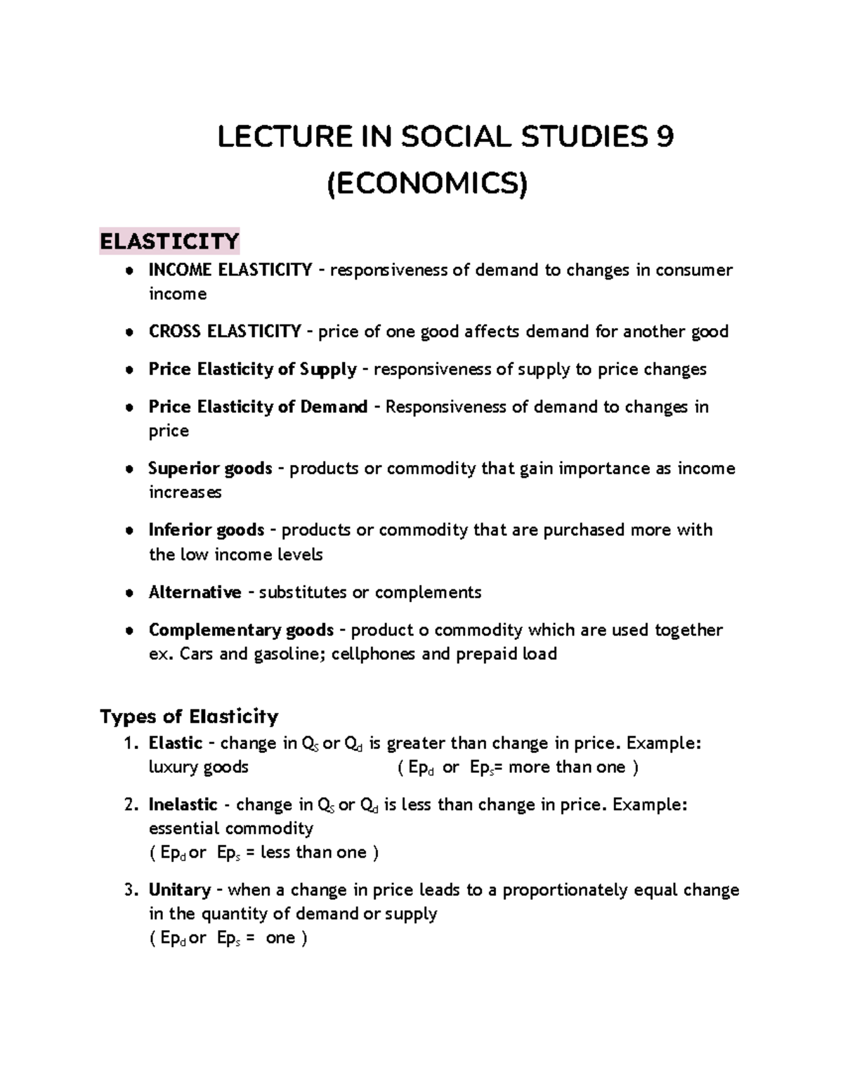 Copy of Lecture IN Social Studies 9 ( Economics) - LECTURE IN SOCIAL ...
