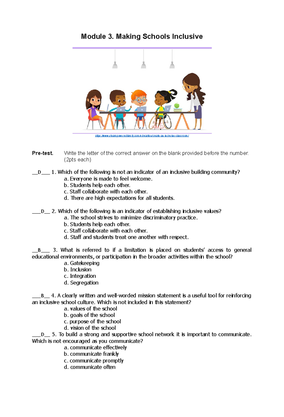 [Template] Module 3 - Module 3. Making Schools Inclusive - Studocu