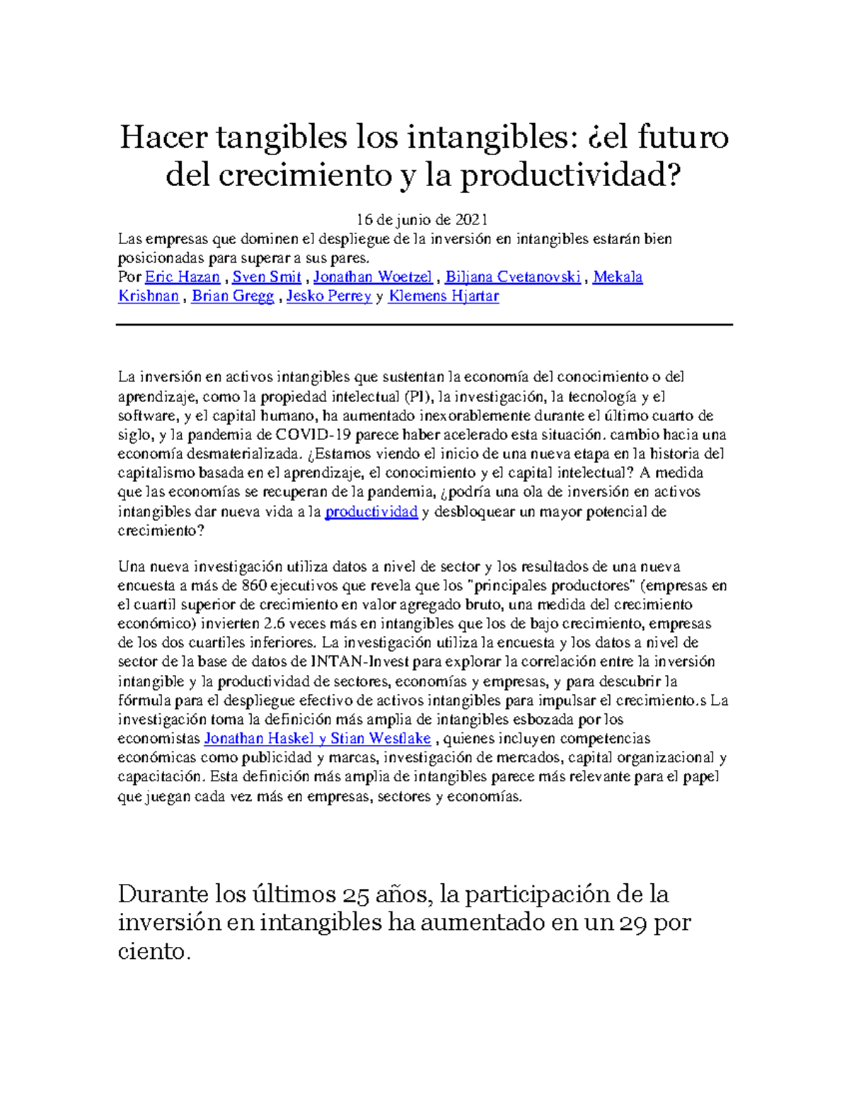 Haciendo Tangible lo Intangible - Hacer tangibles los intangibles: ¿el ...