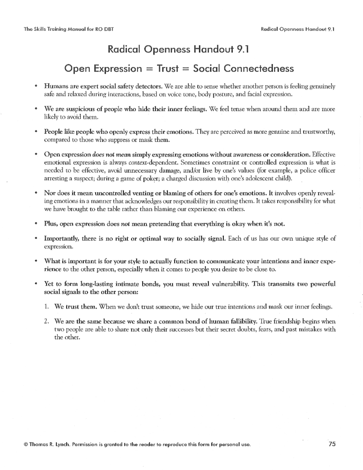 Creating Emotional Connection Handouts - Psychology - Studocu