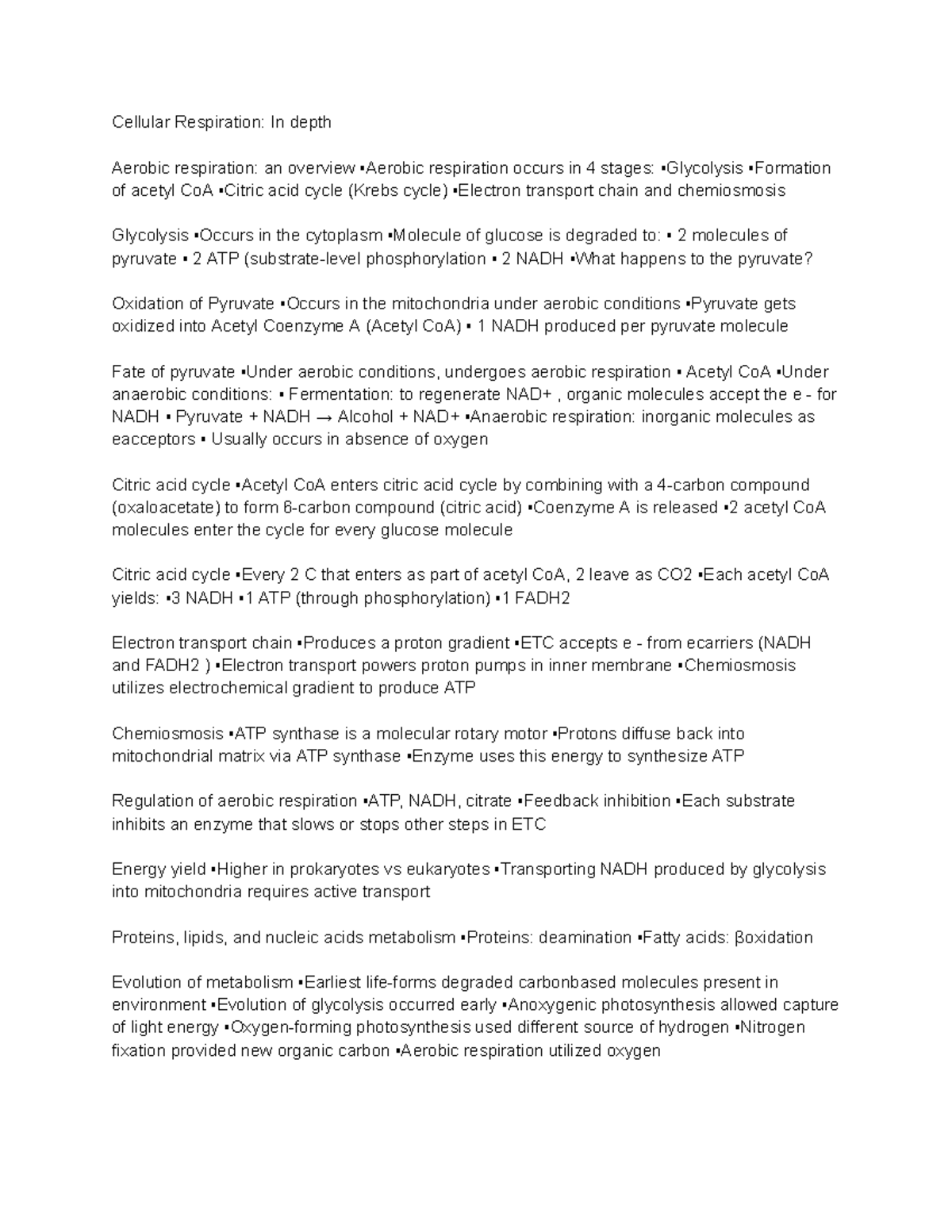 Cellular respiration In depth - Cellular Respiration: In depth Aerobic ...