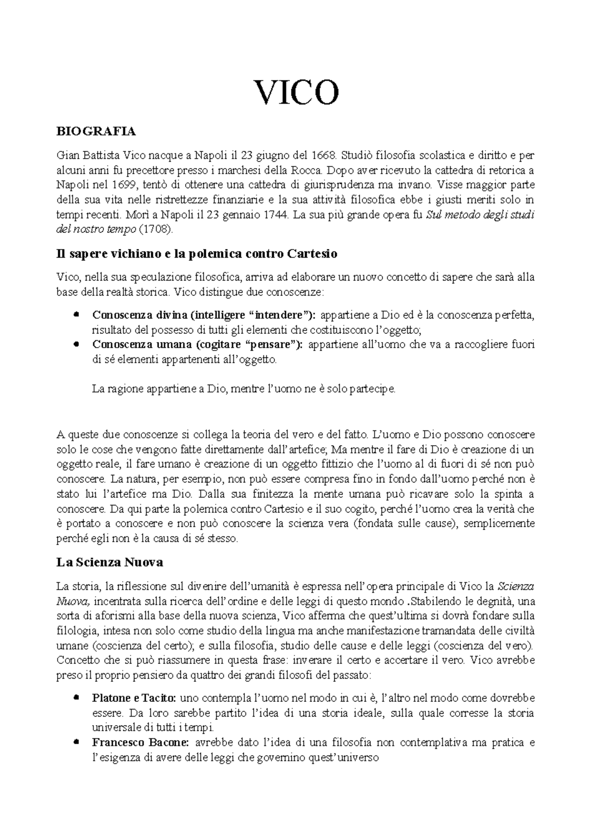 Vico storia della filosofia - VICO BIOGRAFIA Gian Battista Vico nacque ...