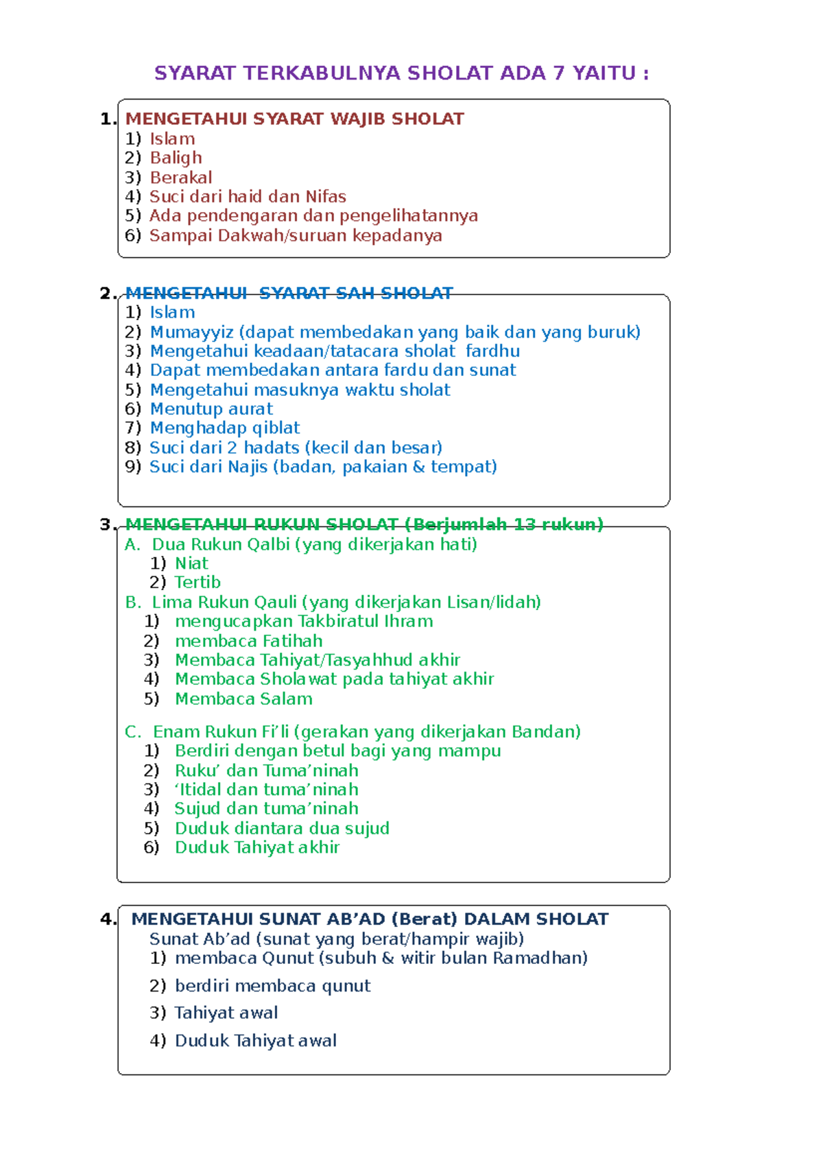 7 Syarat Diterimanya Sholat - SYARAT TERKABULNYA SHOLAT ADA 7 YAITU : 1 ...