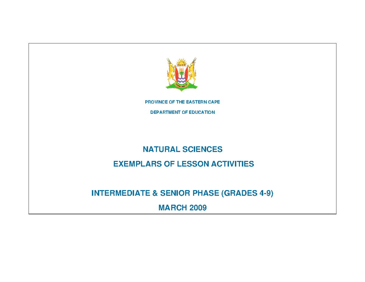 NS lessons Plans Gr 4 - 6 - Lesson plan - PROVINCE OF THE EASTERN CAPE ...