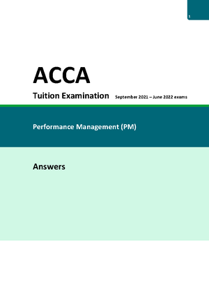 F5 - Mock A - Questions - f5 pm study material - ACCA F5 (PM) Performance Management Mock A ...