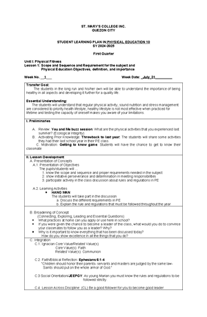 Physical Education and Health 1 Summative Assessment - Physical Education and Health 1 Summative ...