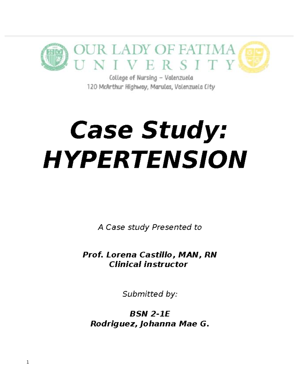 Case-study Hypertension-Rodriguez - Case Study: HYPERTENSION A Case ...