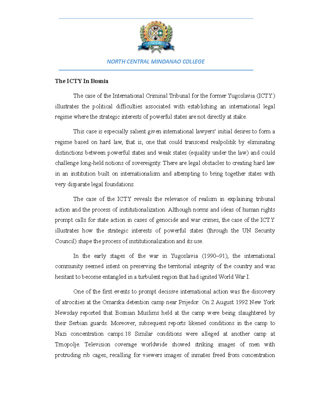 GEC 100 The ICTY In Bosnia - The ICTY In Bosnia The case of the ...