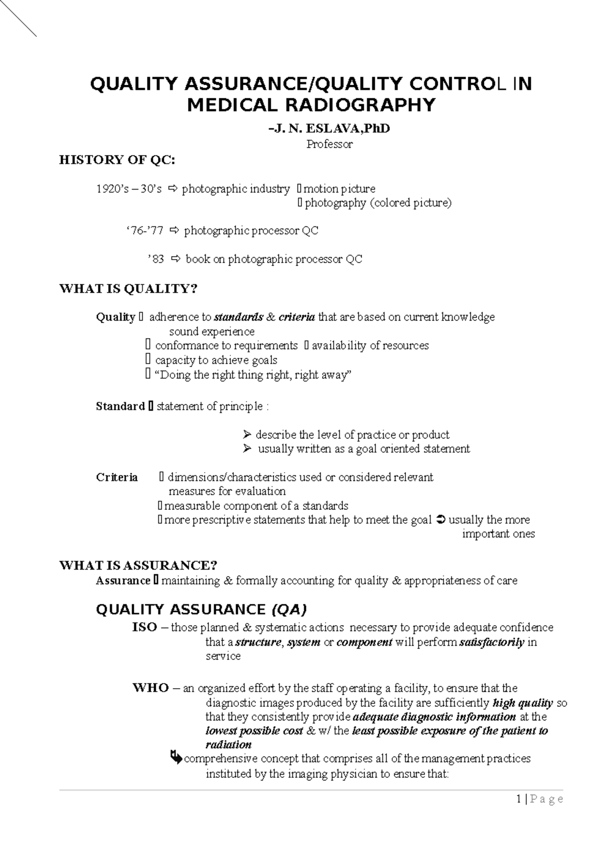 Quality Assurancelect - QUALITY ASSURANCE/QUALITY CONTROL IN MEDICAL ...