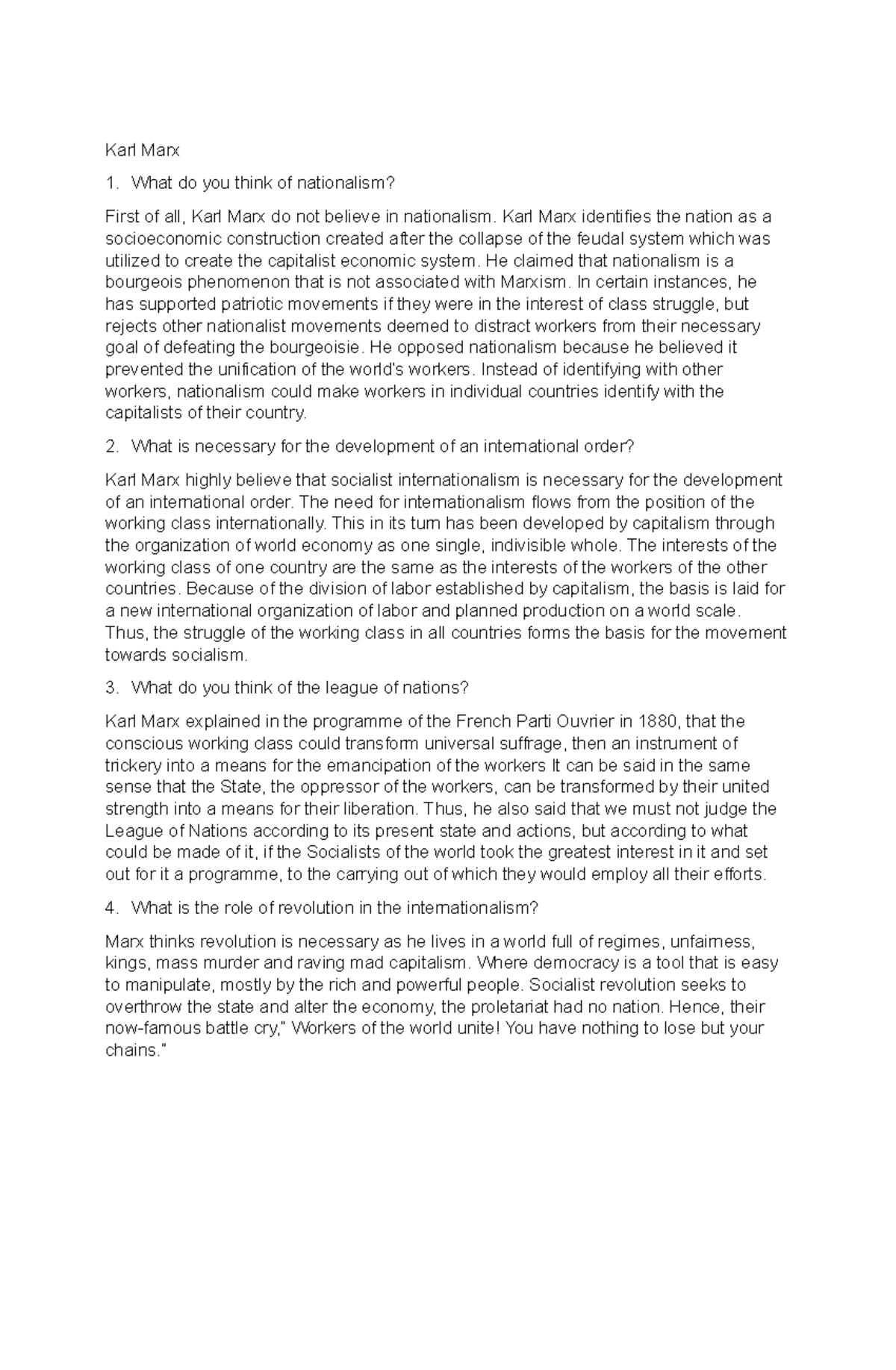 Karl Marx - Assignment about Readings in Philippine History. Activity ...