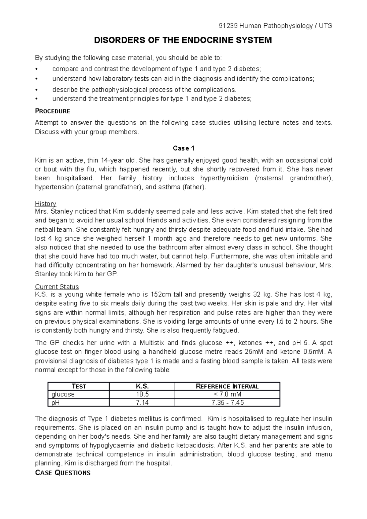 Week 2 - Disorders OF THE Endocrine System worksheet - DISORDERS OF THE ...