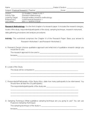 Practical Research 2 Module 10 - Senior High School - Studocu