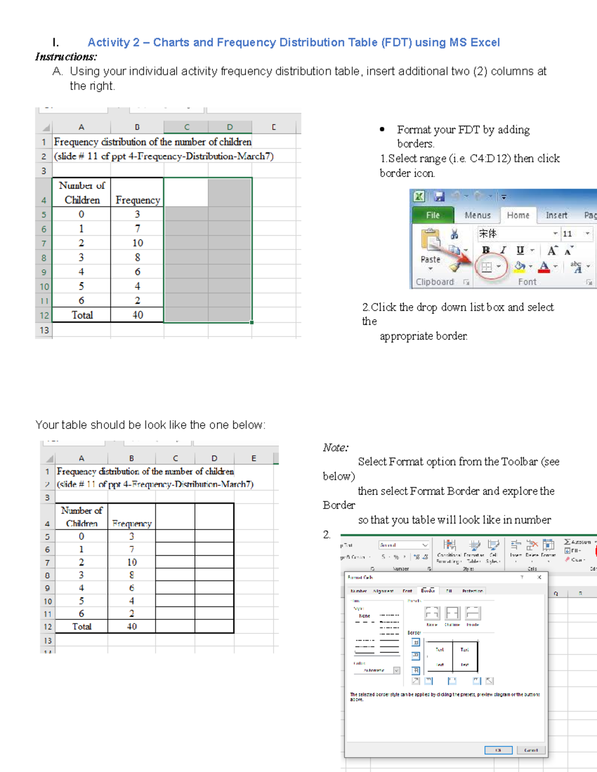 Sample Ouput- Activity 2 - I. Activity 2 – Charts and Frequency ...