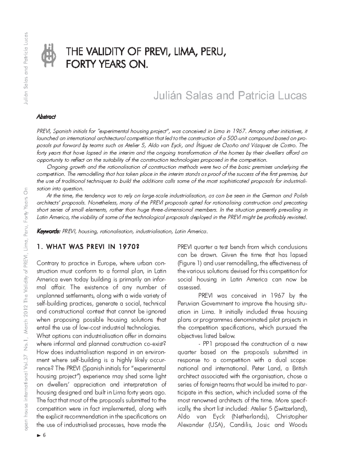 The Validity of Previ Lima Peru Forty Years On - Julián Salas and ...