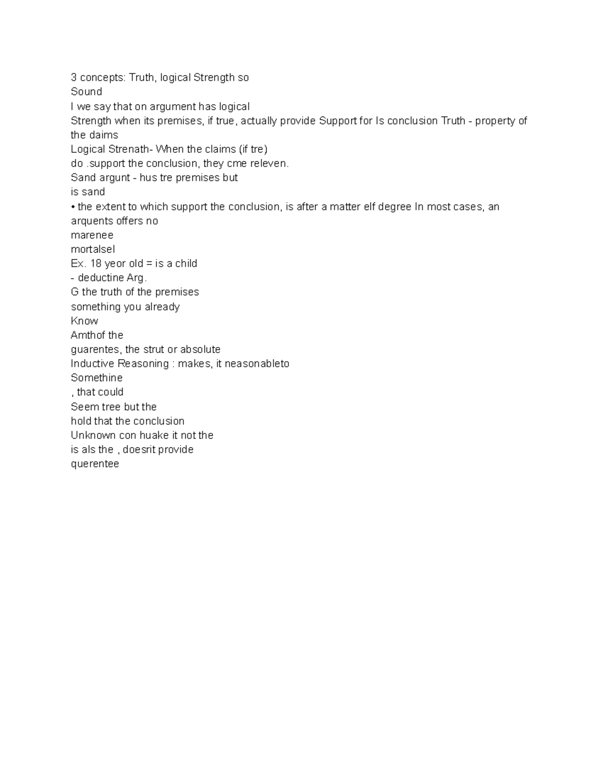 Phil 2-2 - notes for the first 2 weeks of the class - 3 concepts: Truth ...