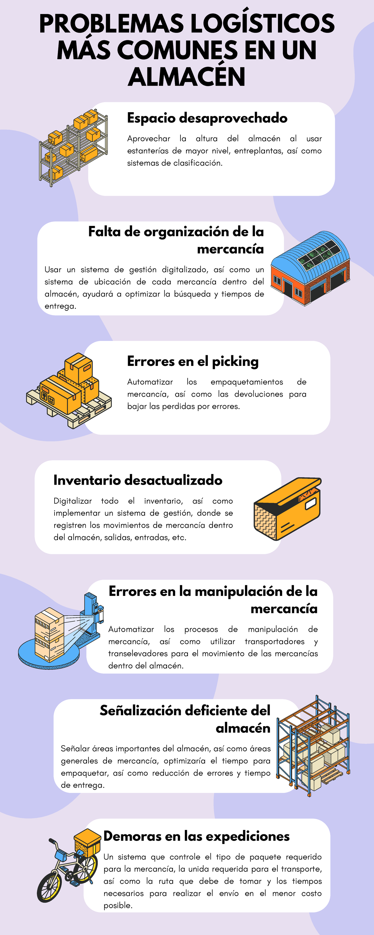 Infografía sobre los problemas logísticos más comunes en un almacén ...
