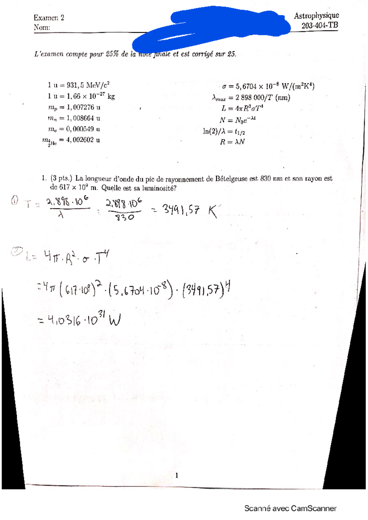 Astrophysics exam February - PHY2701 - Studocu