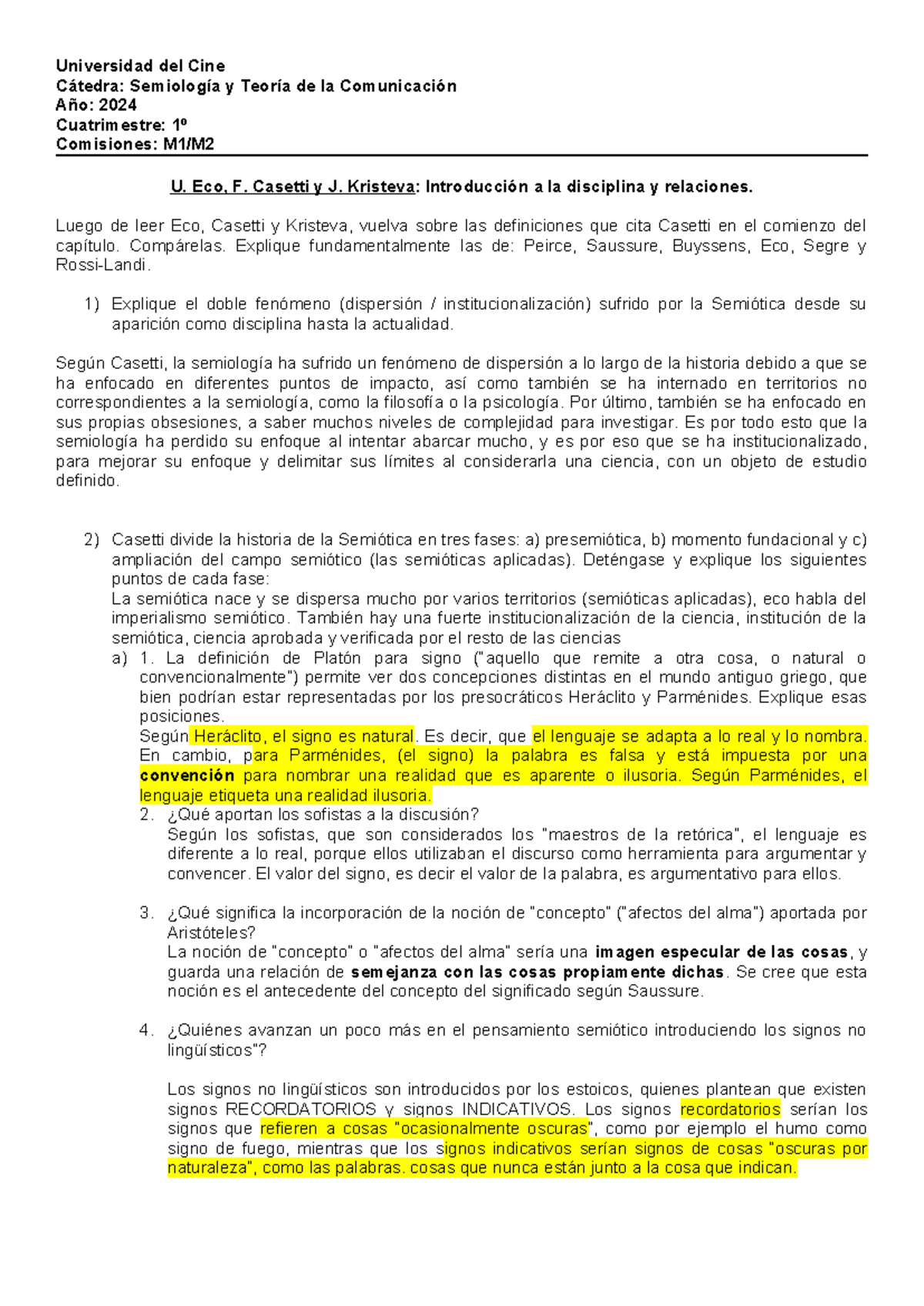 Guía Casetti 1 y relaciones - Universidad del Cine Cátedra: Semiología ...