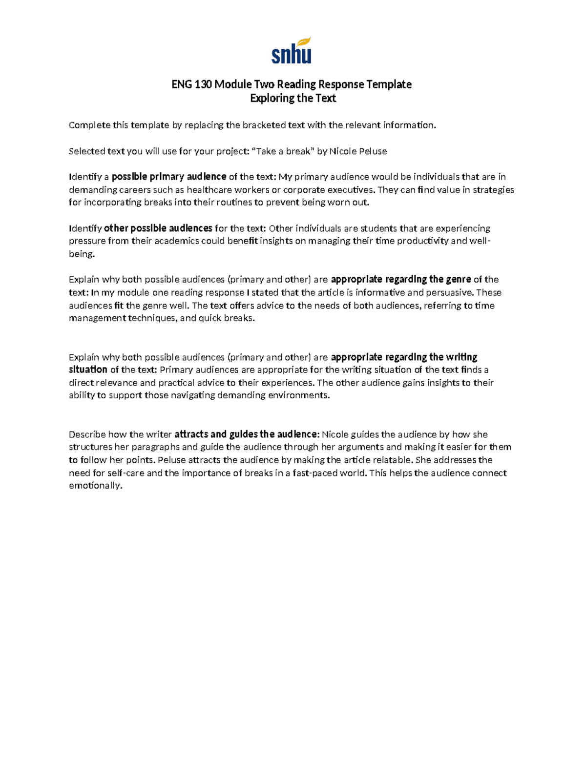 ENG 130 Module Two Reading Response Template - ENG 130 Module Two ...