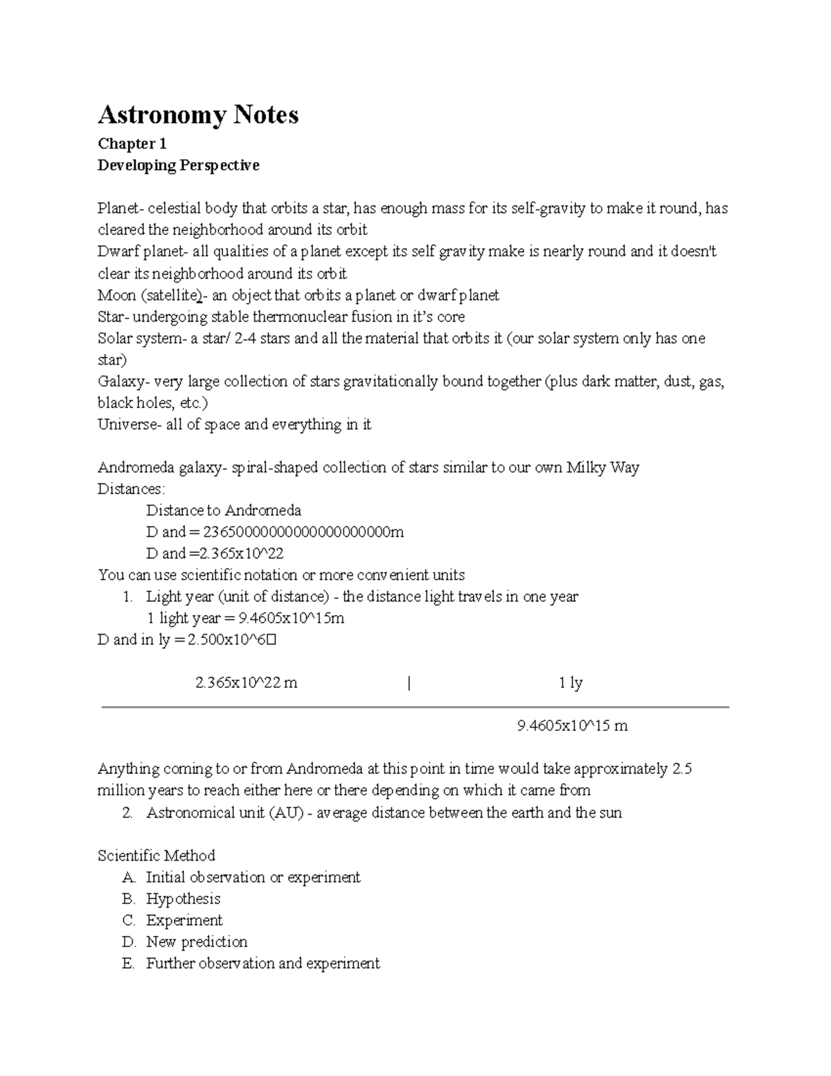 Astronomy 129 Part 4 - Lecture Notes - Astronomy Notes Chapter 1 ...