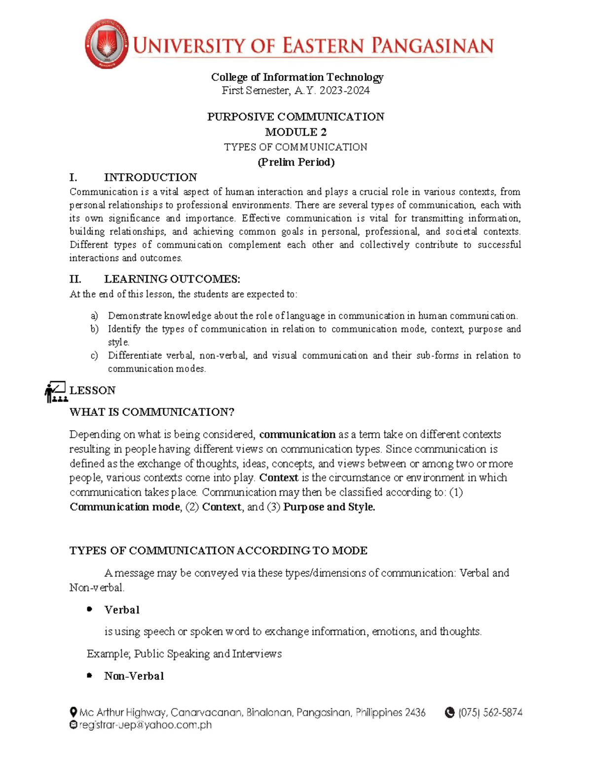 Module-2- Types OF Communication- Purposive- Communication - College of ...