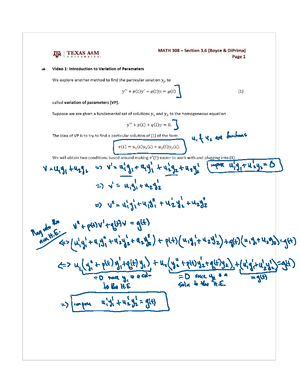 Diff EQ - 7.2 Completed (Boyce Di Prima) - MATH 308 - Studocu
