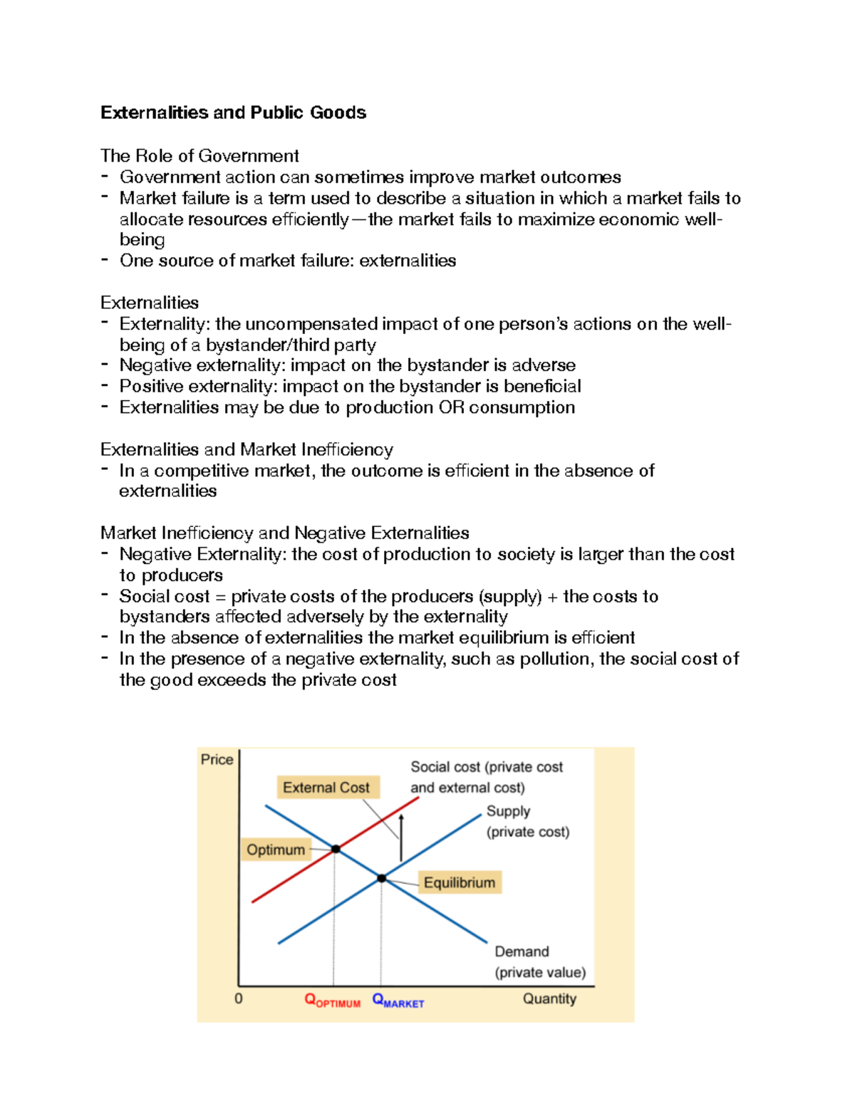 Economics Chapter 10 - Externalities and Public Goods The Role of ...
