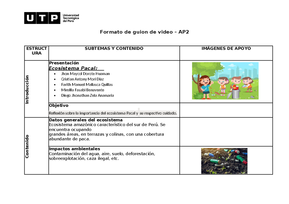 Semana 11 - Word - Guion de video AP2 - Formato de guion de video – AP ...