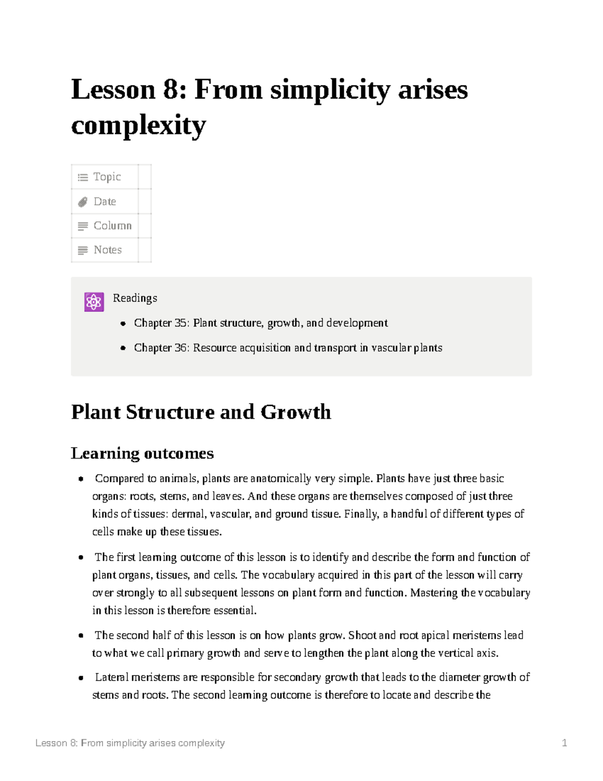 Lesson 8 From simplicity arises complexity - Lesson 8: From simplicity arises complexity Topic ...