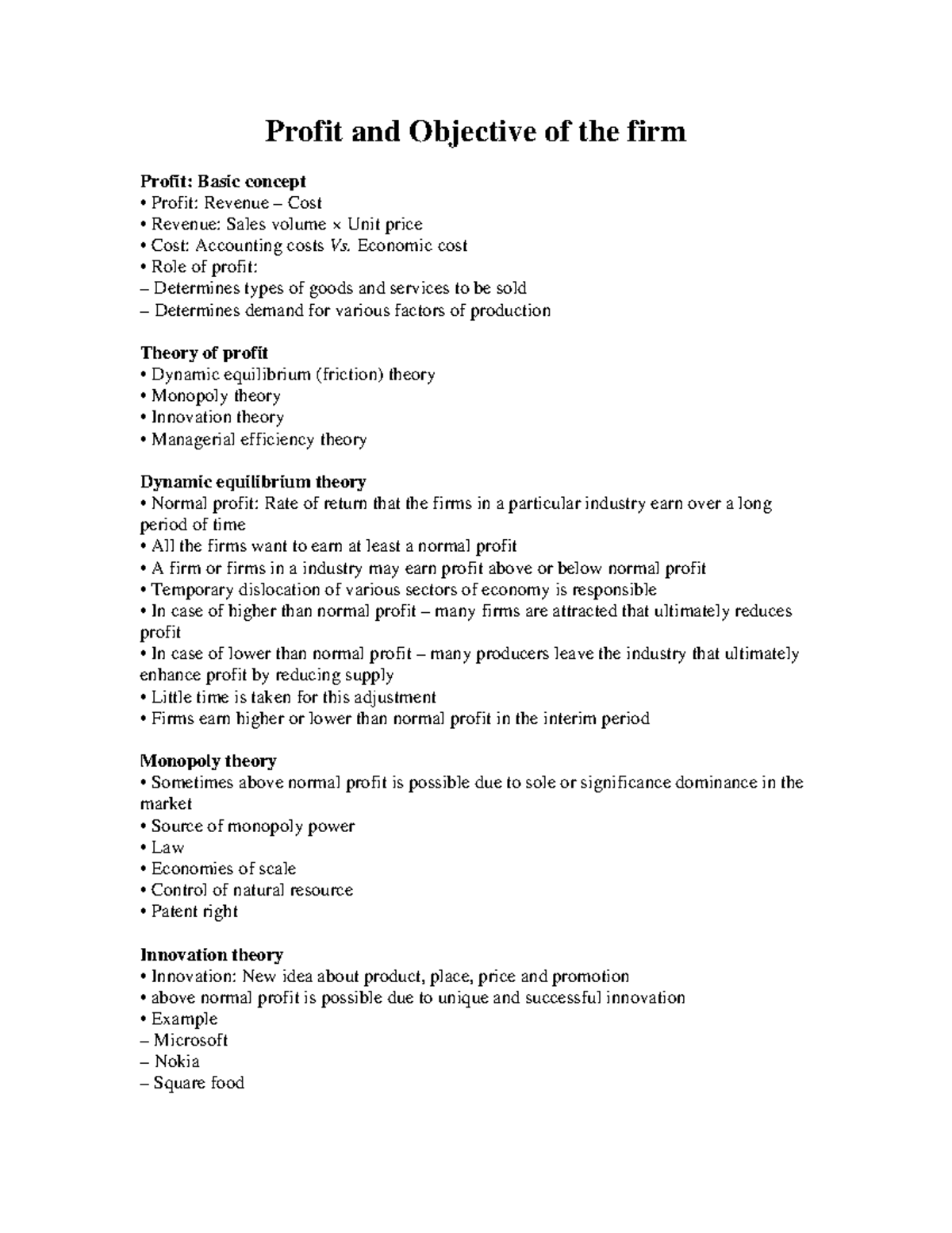 Profit-and-objective-of-the-firm compress - Profit and Objective of the ...